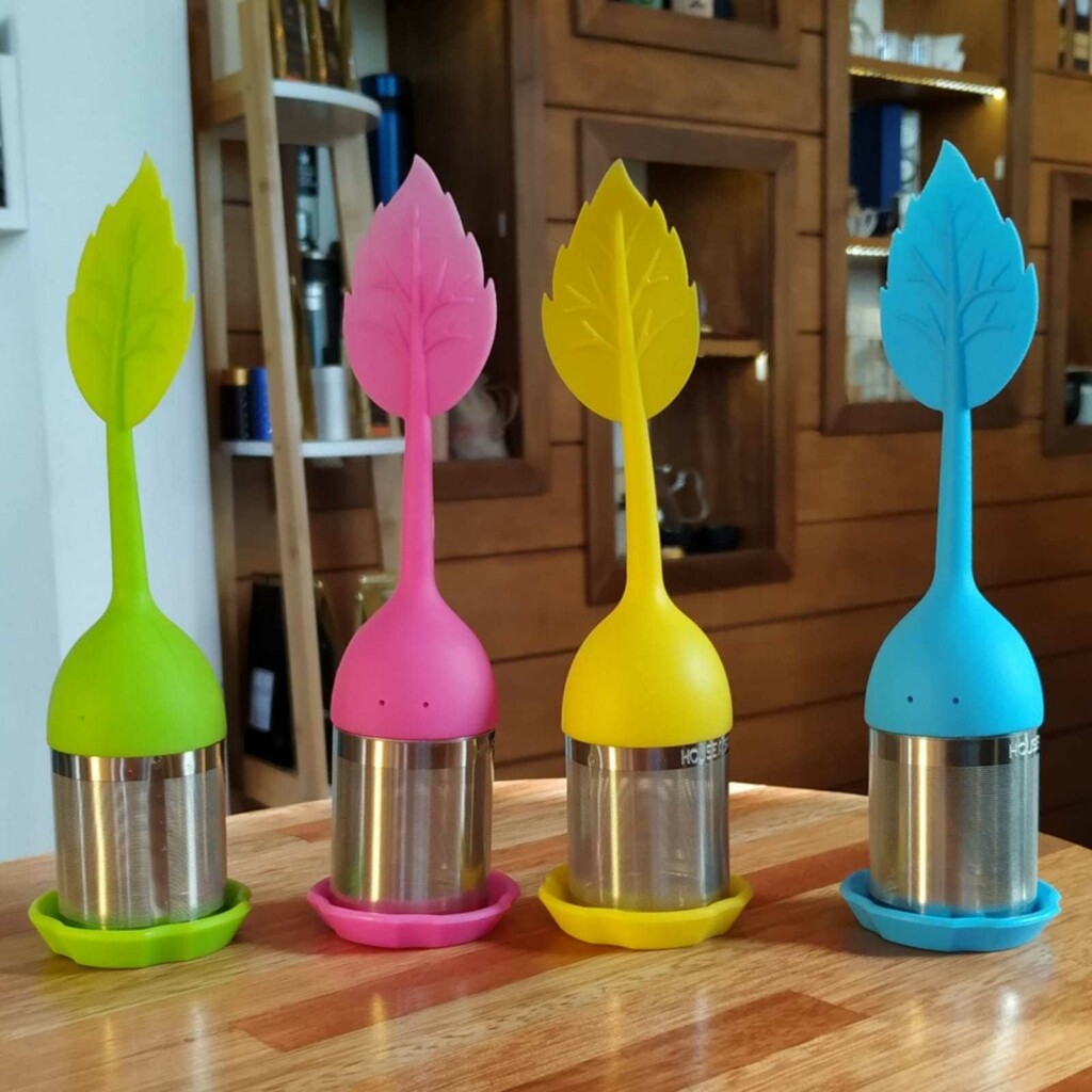 Infusores para té acero y silicona alimentaria hoja celeste – Reencontraté